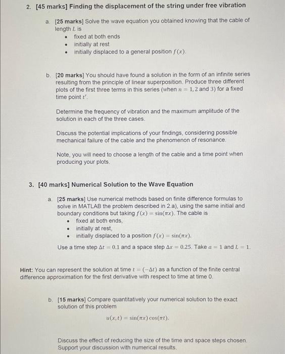 Solved Model 2: Vibration of Power Transmission Lines (60%) | Chegg.com