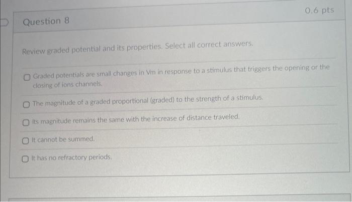 Solved Review graded potential and its properties. Select | Chegg.com