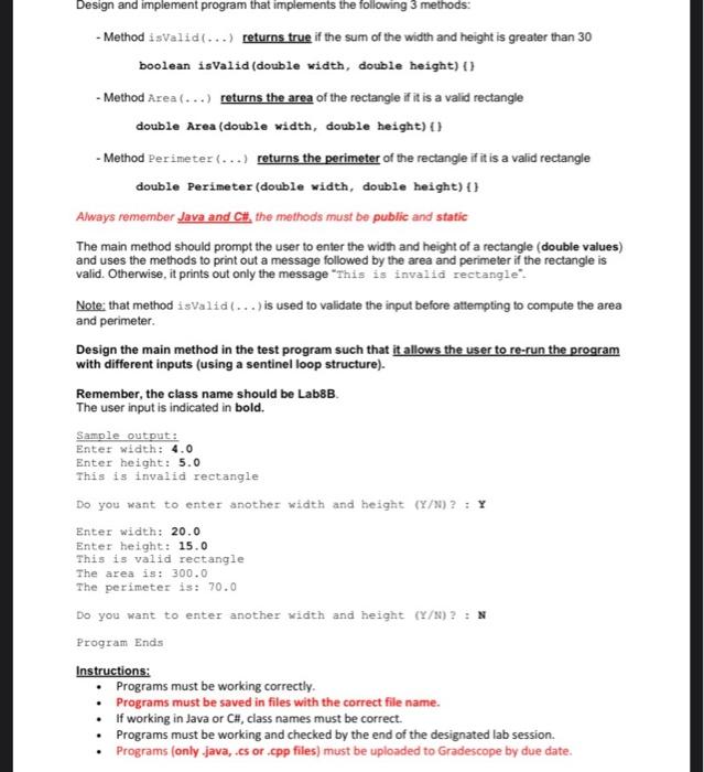 Solved Design and implement program that implements the | Chegg.com