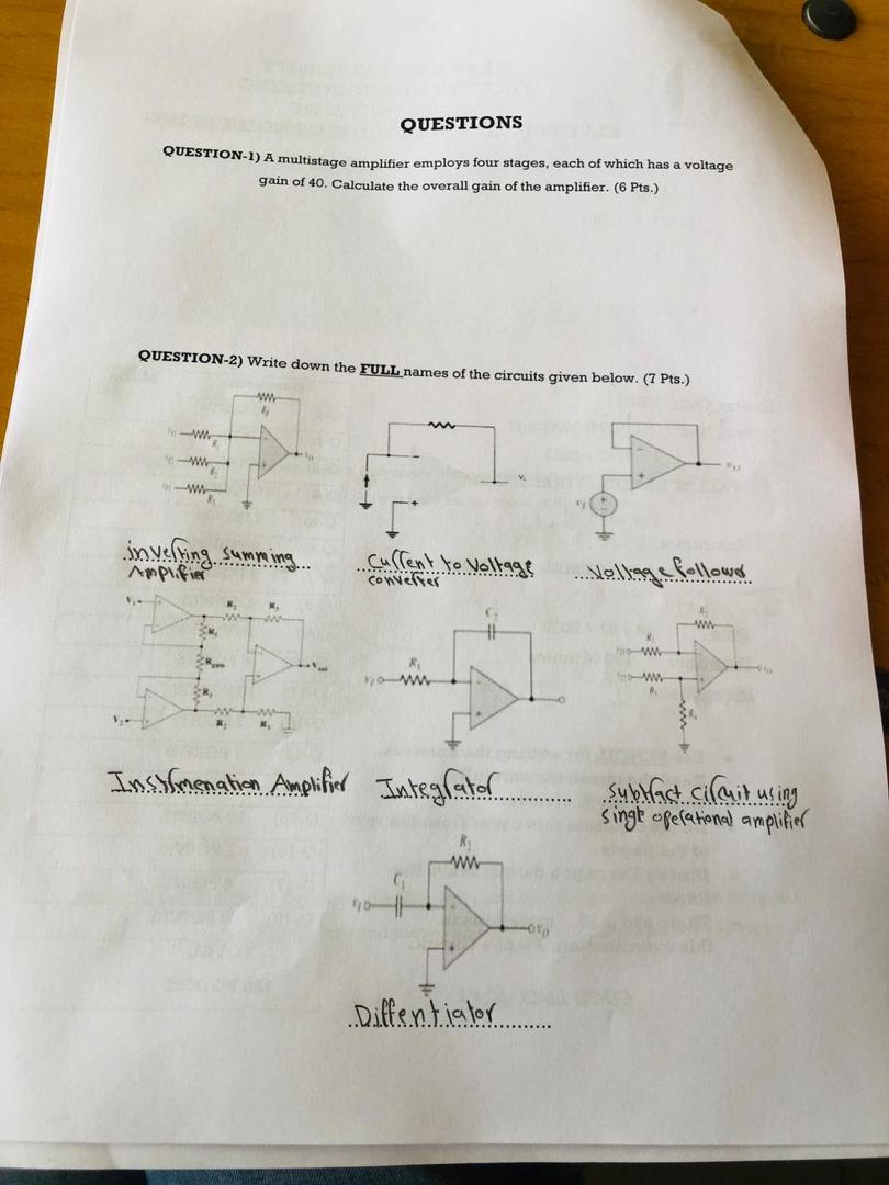 Solved QUESTIONSQUESTION-1) ﻿A multistage amplifier employs | Chegg.com