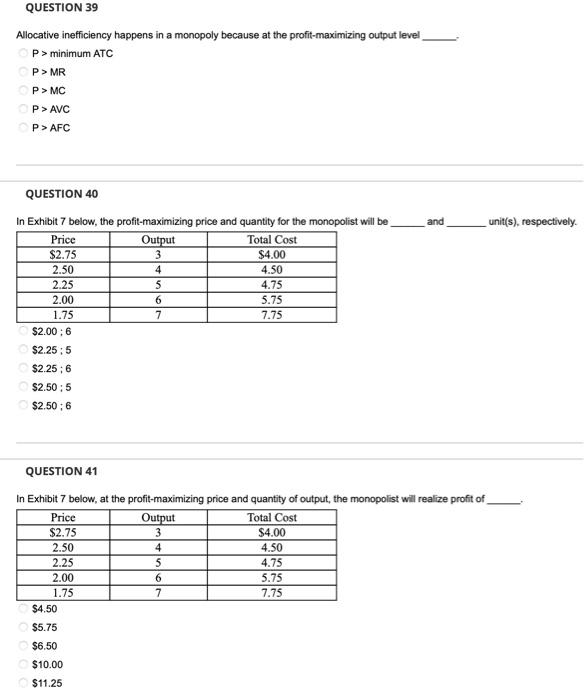 Solved Allocative inefficiency happens in a monopoly because | Chegg.com