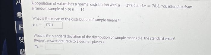 Solved A population of values has a normal distribution with | Chegg.com