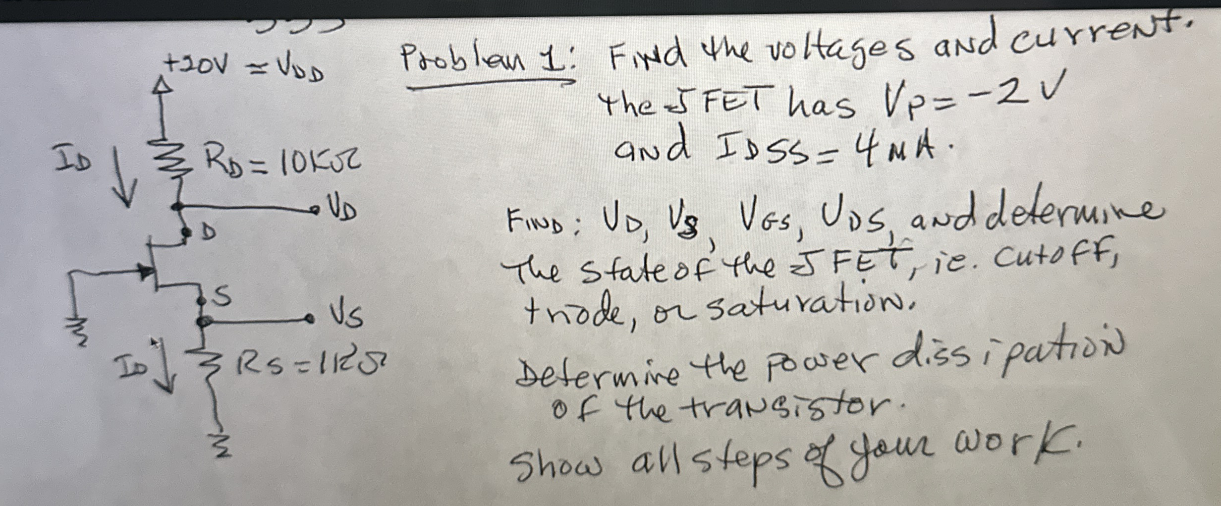 Solved Problan 1: Find the voltages and current. the 5 ﻿FET | Chegg.com