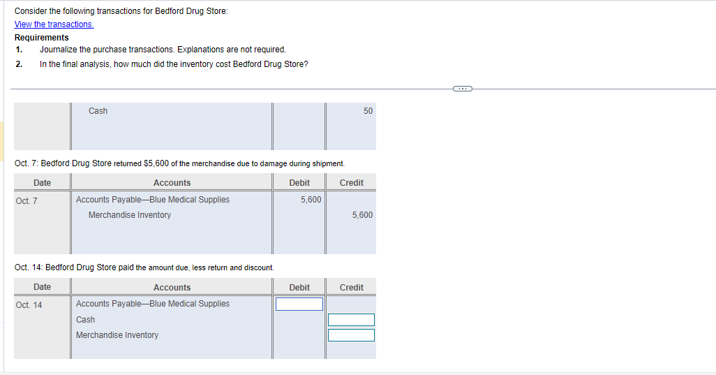 Solved Consider the following transactions for Bedford Drug | Chegg.com