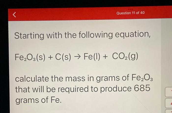 Solved Starting with the following equation, Fe2O3( | Chegg.com
