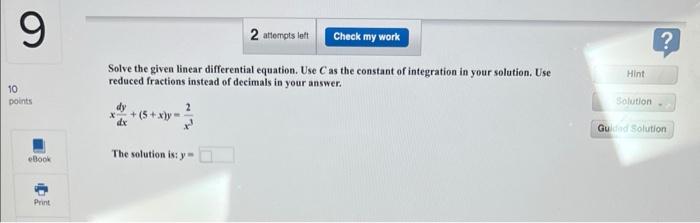 Solved Solve the given linear differential equation. Use C | Chegg.com