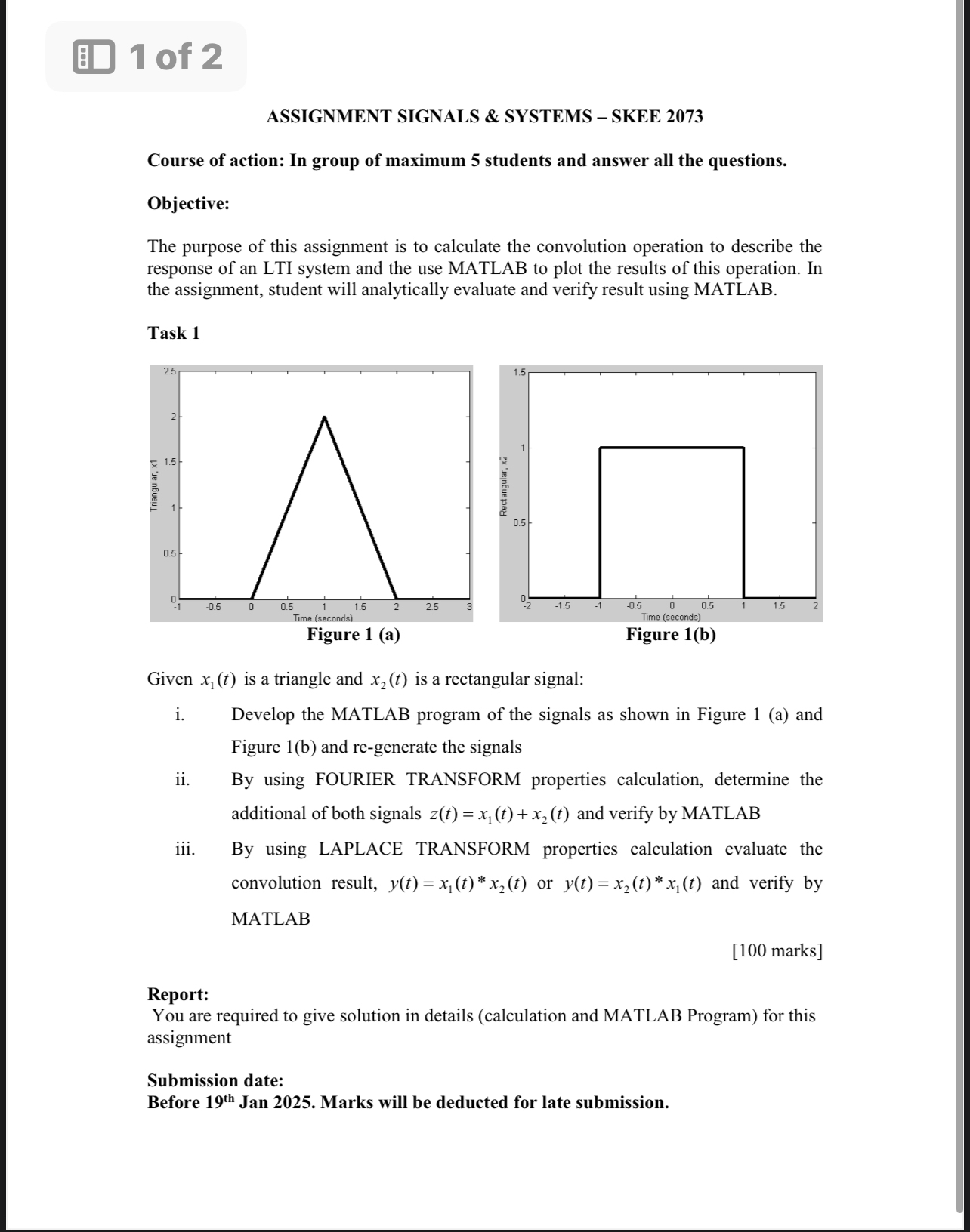 Solved ASSIGNMENT SIGNALS & SYSTEMS - ﻿SKEE 2073Course of | Chegg.com
