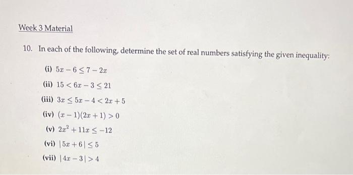 Solved 10. In each of the following, determine the set of | Chegg.com