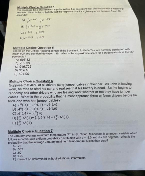 Solved Multiple Choice Question 4 The response time of a | Chegg.com