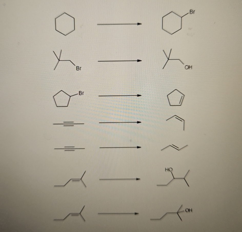 Solved In each of the following, fill in the reagents | Chegg.com