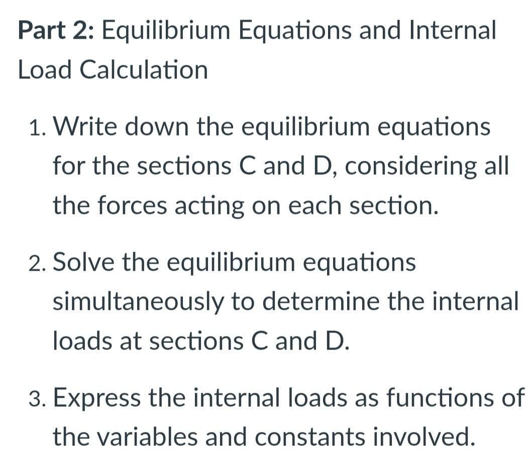 Solved Part 2: Equilibrium Equations and Internal Load | Chegg.com