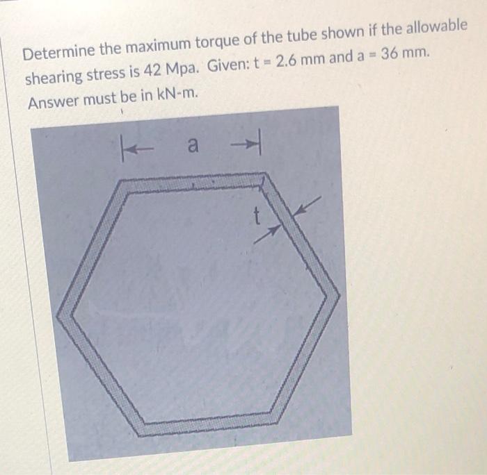 Solved Determine the maximum torque of the tube shown if the | Chegg.com