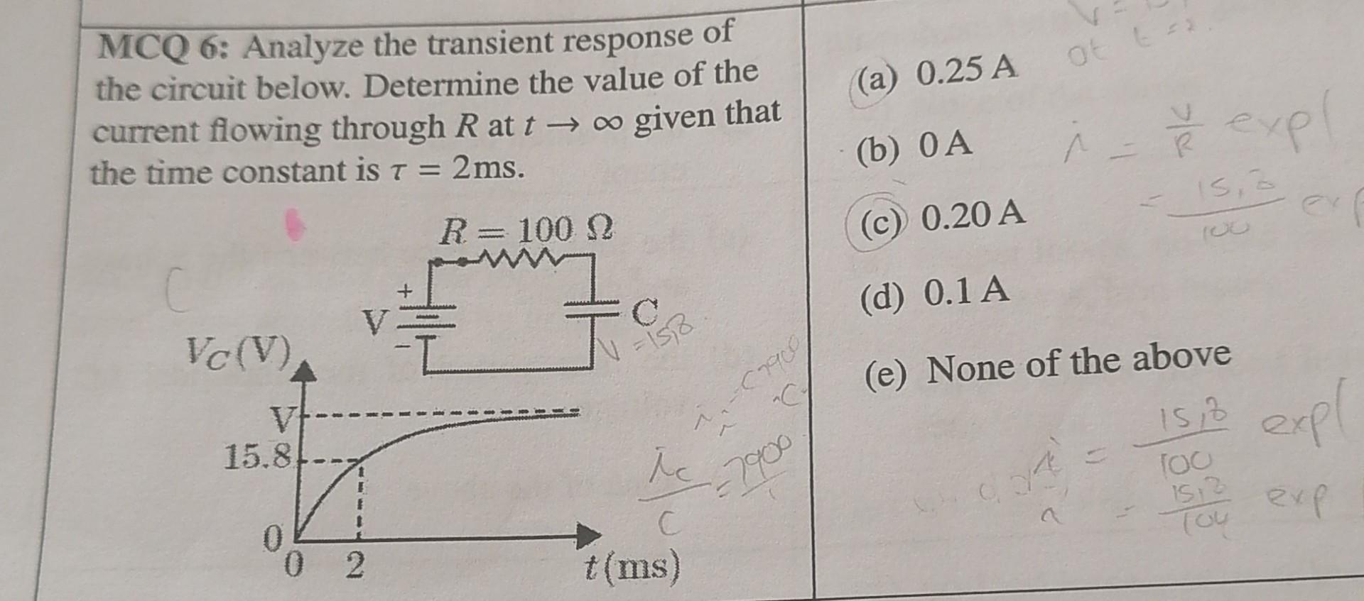 Solved MCQ 6: Analyze the transient response of the circuit | Chegg.com