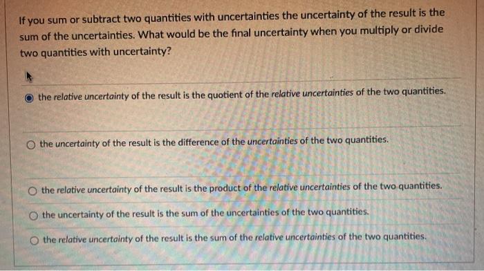 Solved If you sum or subtract two quantities with | Chegg.com