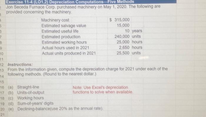 Solved Exercise 11-4 (LO1,2) Depreciation Computations - | Chegg.com