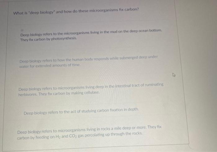 Solved What is deep biology and how do these microorganisms | Chegg.com