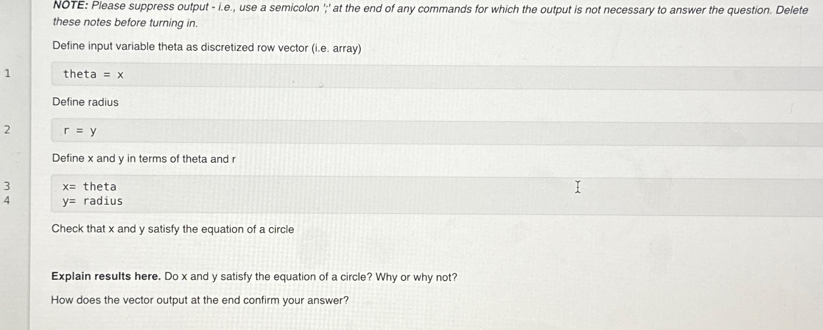 Solved NOTE: Please suppress output - ﻿i.e., ﻿use a | Chegg.com