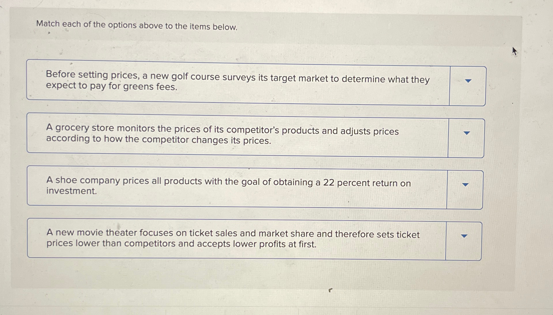 Solved The Five Cs of PricingEach firm embraces objectives | Chegg.com