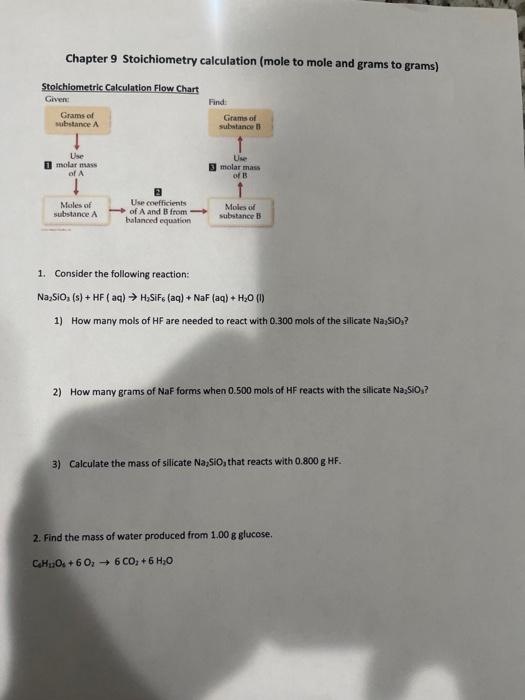 Solved Chapter 9 Stoichiometry calculation (mole to mole and | Chegg.com