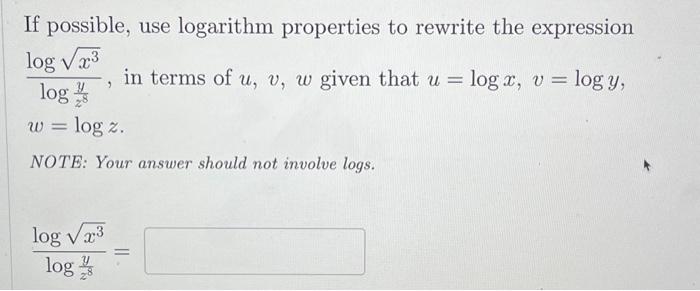 Solved Rewrite the expression log(AB)+log(A6) in terms of | Chegg.com