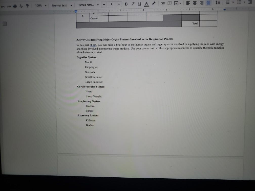 BIOL101 Lab 9 ile Edit View Insert Format Tools | Chegg.com