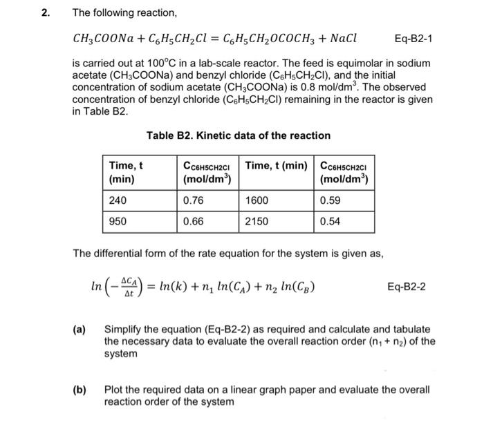 2. The following reaction, CH3COONa+CHÁCH₂Cl = | Chegg.com
