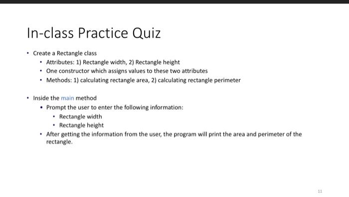 Solved Create A Rectangle Class Attributes 1 Rectangle 