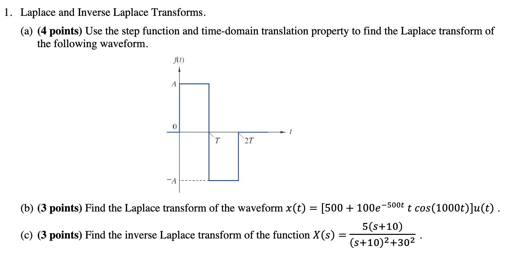 Solved Laplace and Inverse Laplace Transforms.(a) (4 | Chegg.com