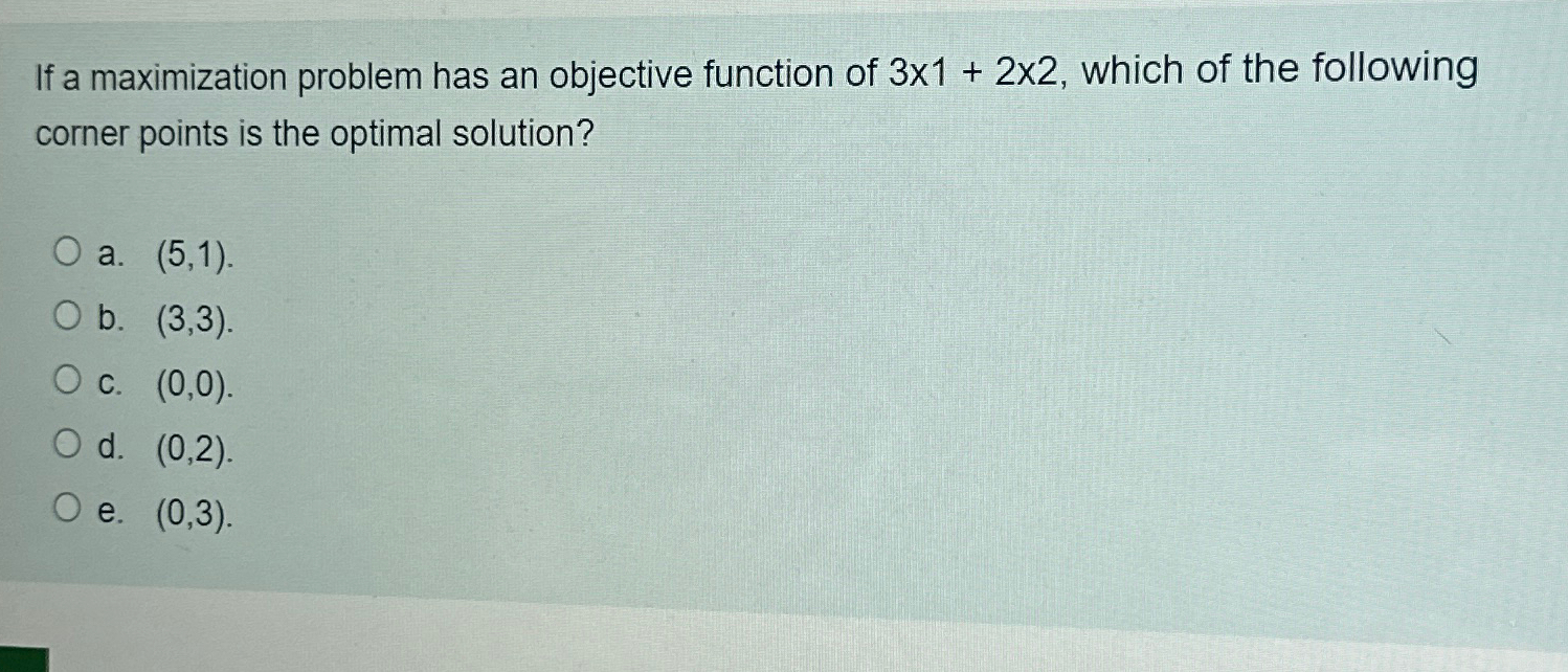 Solved If A Maximization Problem Has An Objective Function
