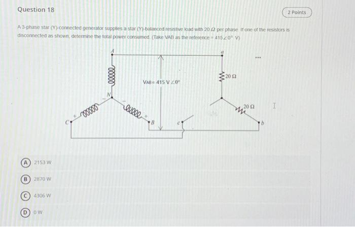 Solved A3-phase star (Y)-connected generator supplies a star | Chegg.com