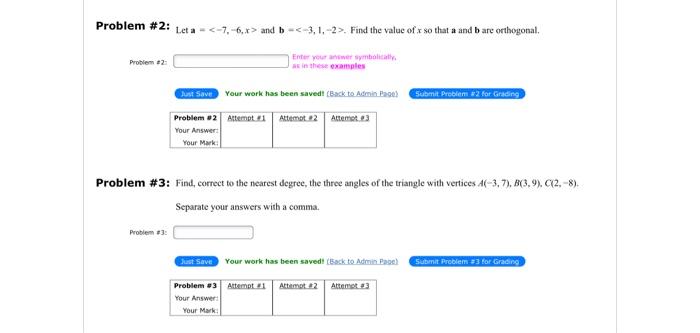 Solved Problem \#2: Let a= and b= . Find | Chegg.com