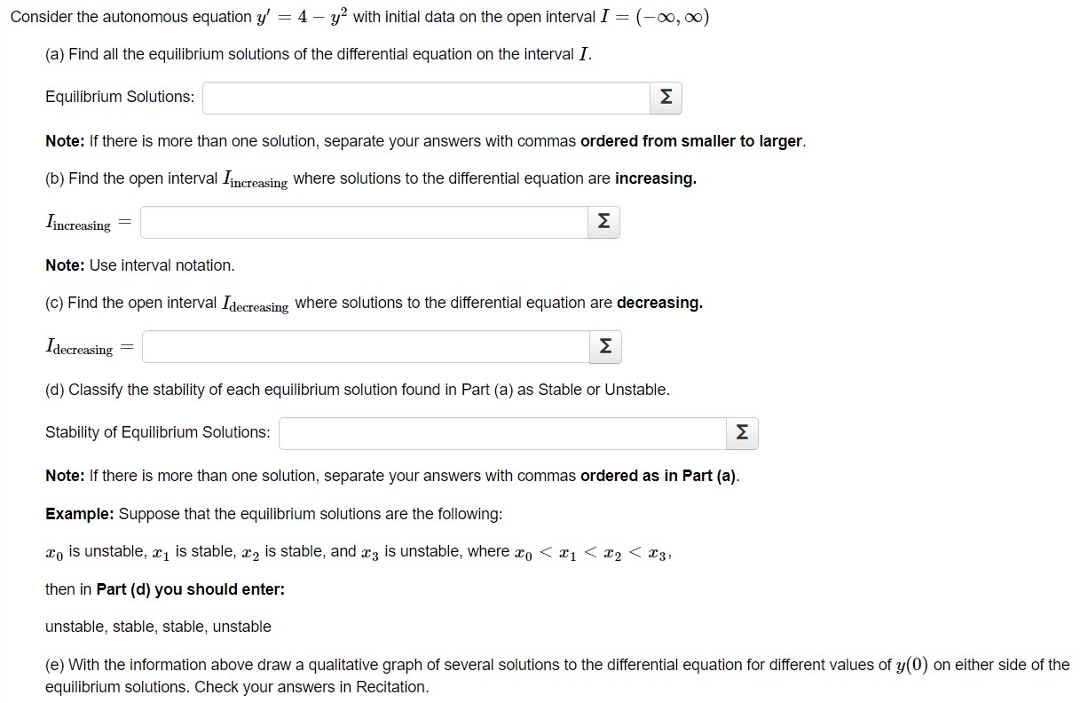 Solved Consider the autonomous equation y'=4-y2 ﻿with | Chegg.com