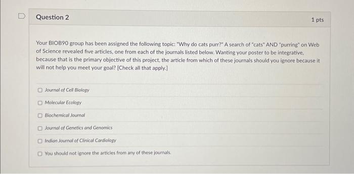 Solved Your BIOB90 group has been assigned the following | Chegg.com