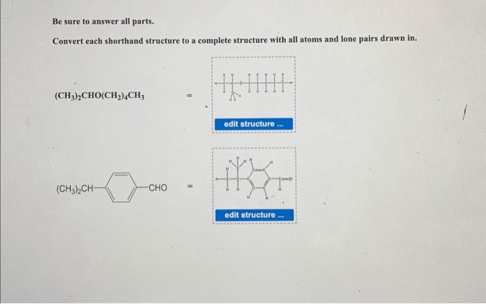 Solved convert each shorthand structure to a complete | Chegg.com