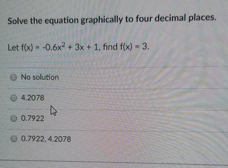 Solved Solve the equation graphically to four decimal | Chegg.com