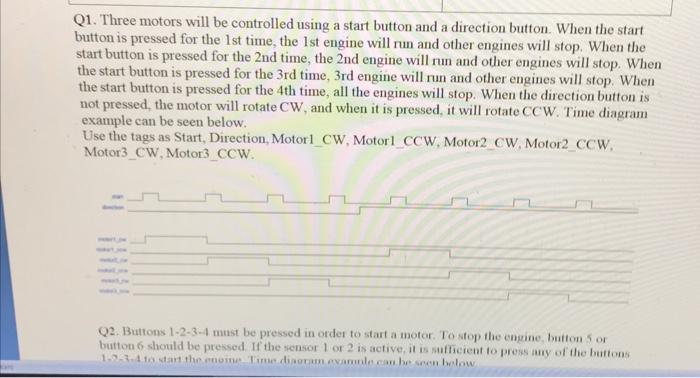 Solved Q1. Three motors will be controlled using a start | Chegg.com