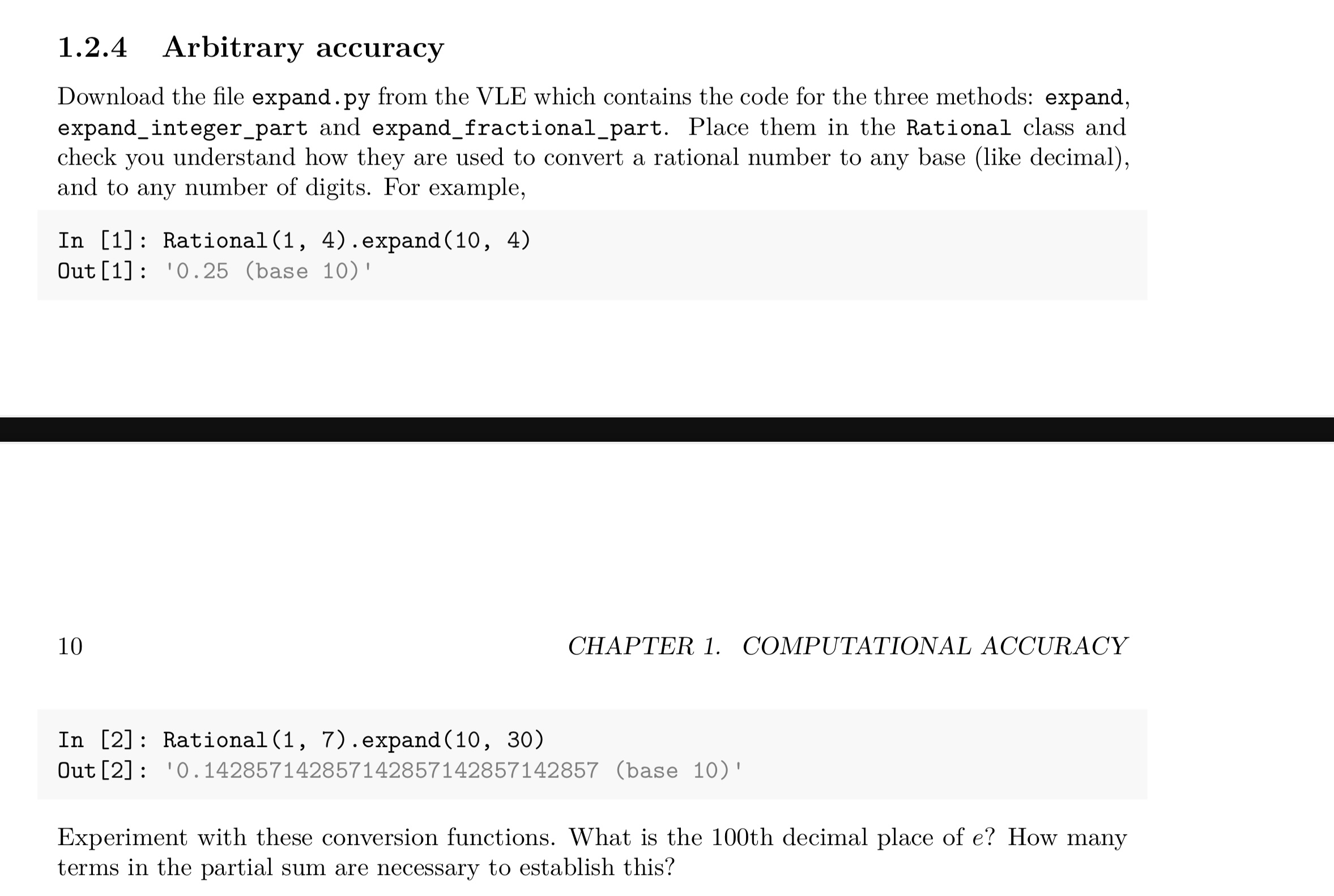 Solved 1.2.4 ﻿Arbitrary accuracyDownload the file expand.py | Chegg.com