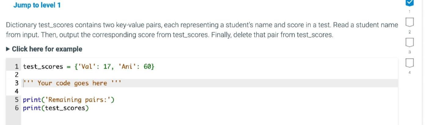 Solved Jump to level 1Dictionary test_scores contains two | Chegg.com