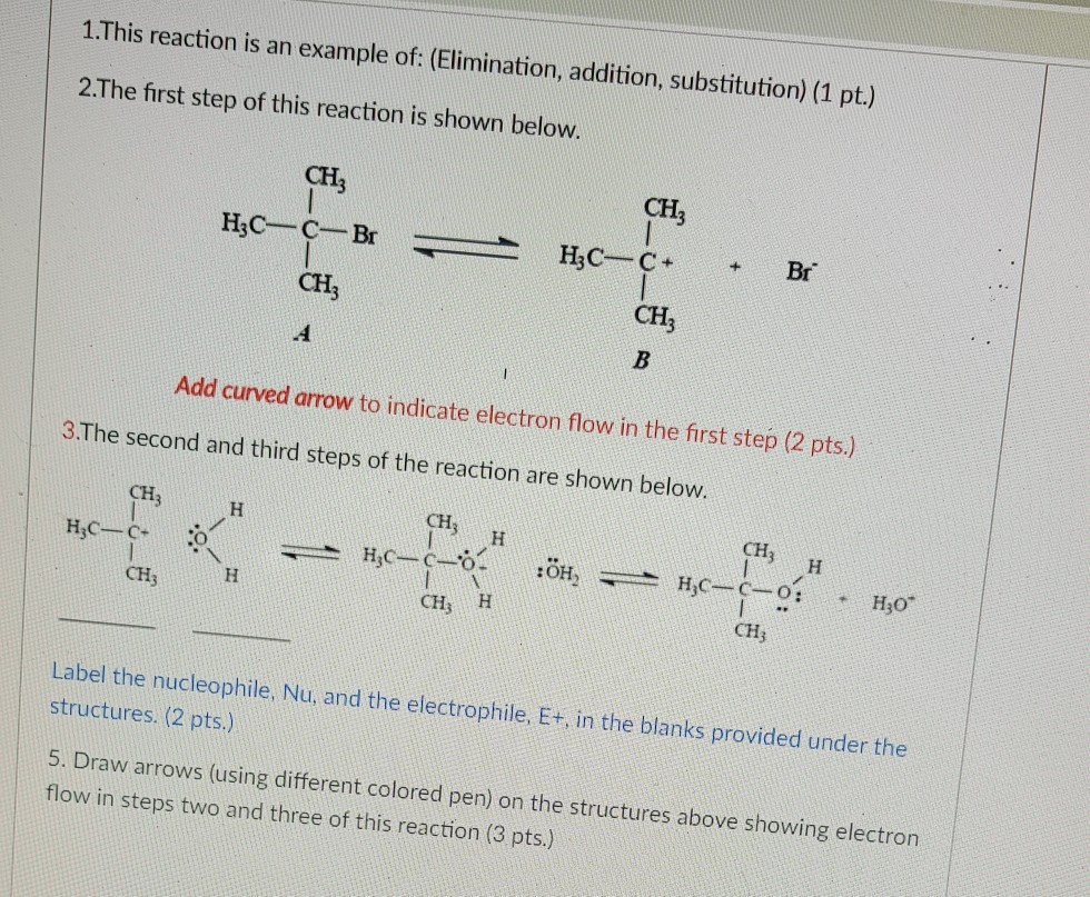 Solved 1.This reaction is an example of: (Elimination, | Chegg.com