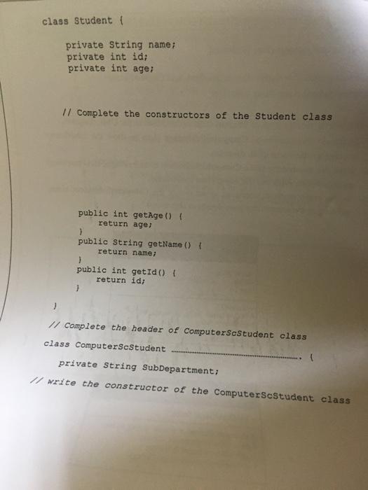 Part A [CH10 super constructor] [5 marks] In the | Chegg.com