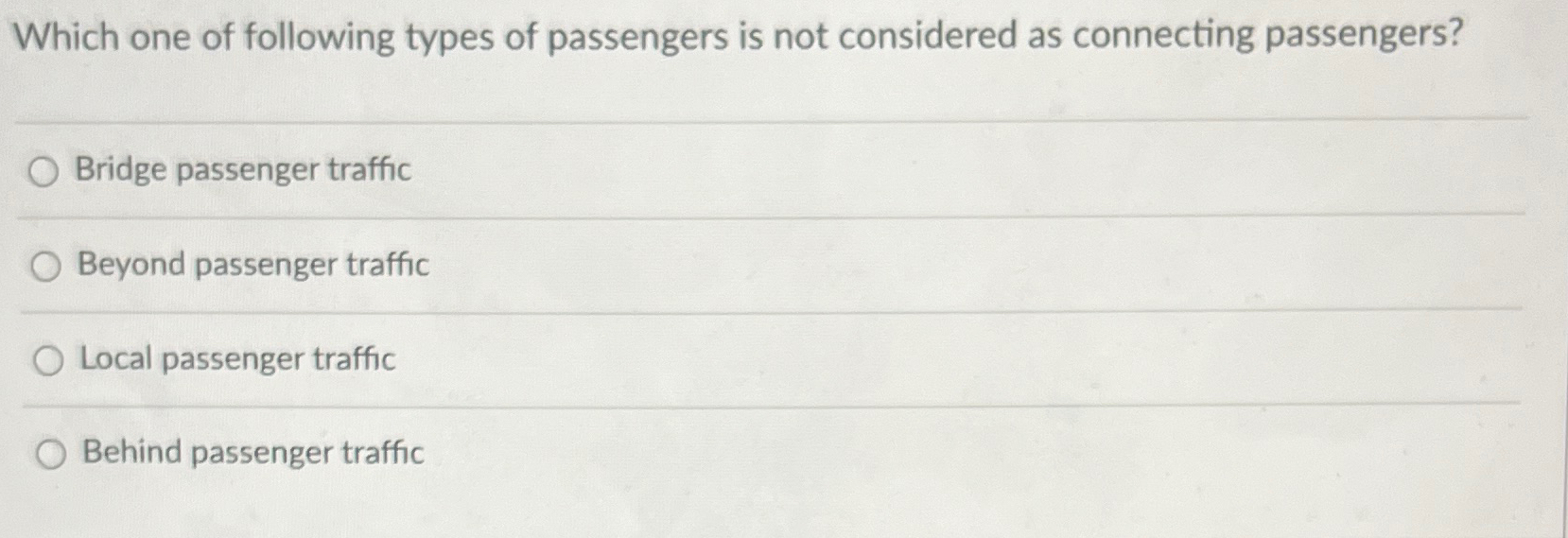 Solved Which one of following types of passengers is not | Chegg.com