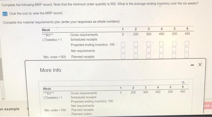 Solved Complete the following MRP record. Note that the | Chegg.com