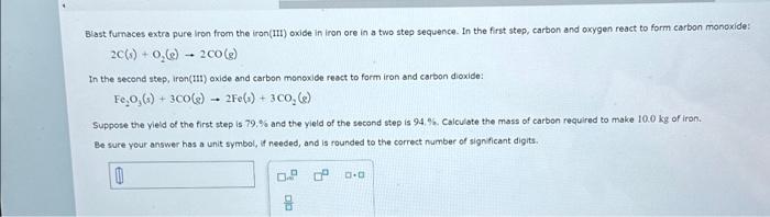 Solved Blast furnaces extra pure iron from the iron(IIt) | Chegg.com
