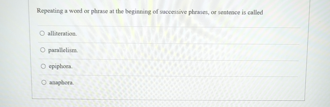 Solved Repeating a word or phrase at the beginning of | Chegg.com