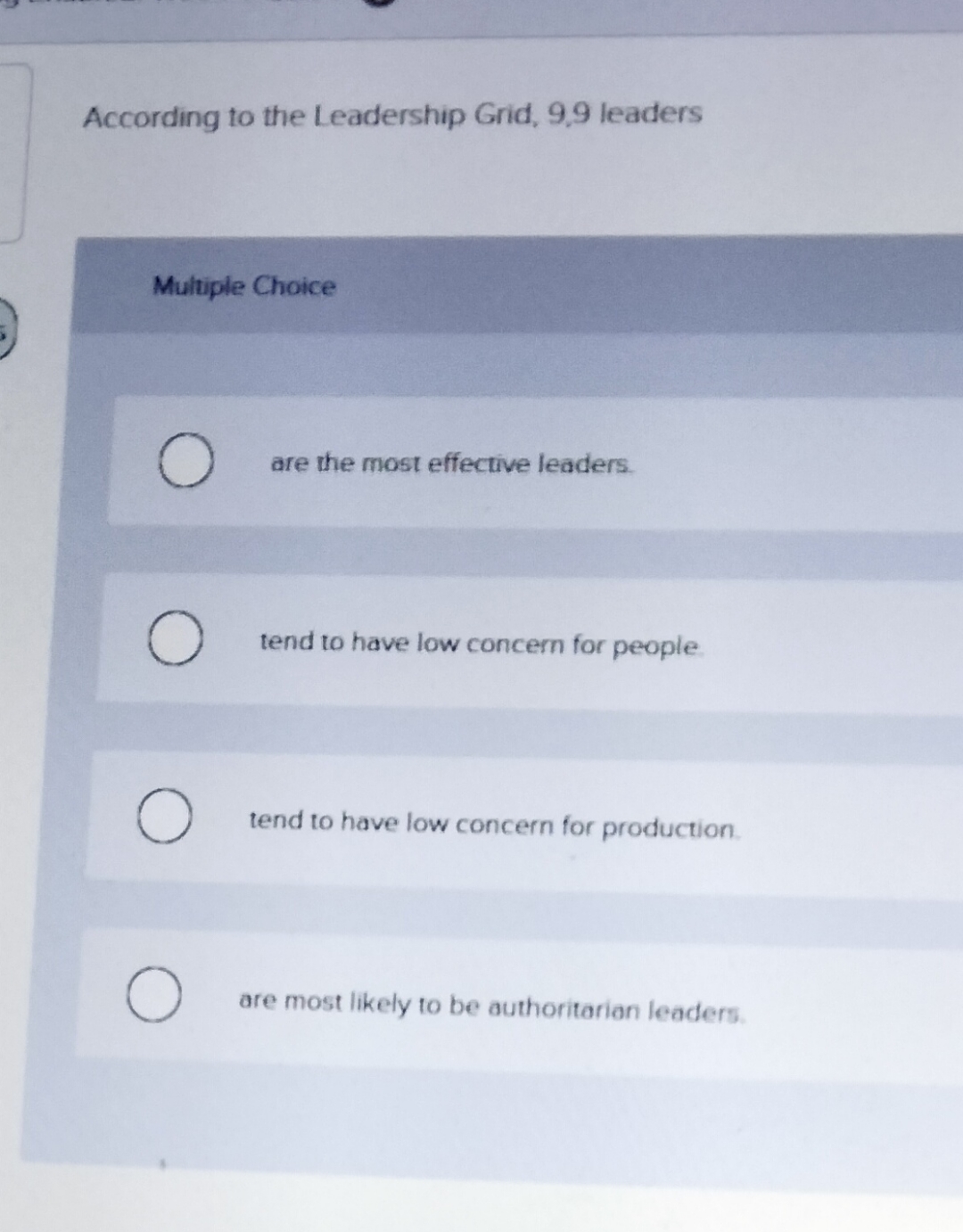 Solved According to the Leadership Grid, 9,9 | Chegg.com