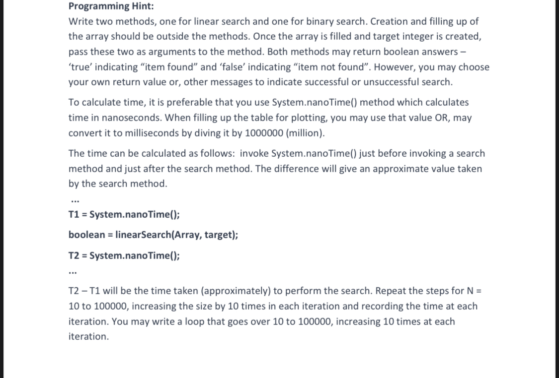 Solved Programming Hint:Write two methods, one for linear | Chegg.com