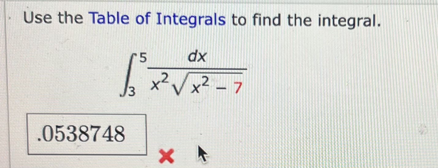 Solved Use the Table of Integrals to find the | Chegg.com