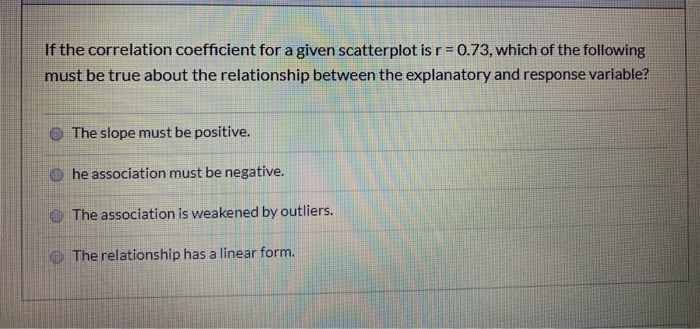 Solved If the correlation coefficient for a given | Chegg.com