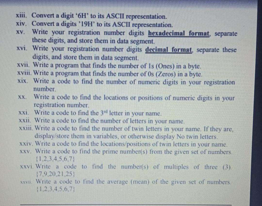 Task 1: Write Assembly Language Programs. i. Solve A | Chegg.com