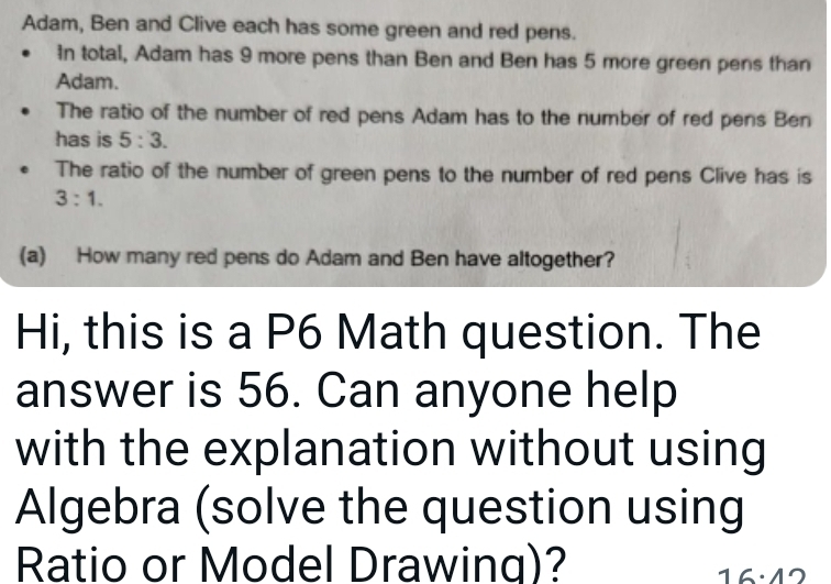 Solved Adam, Ben and Clive each has some green and red | Chegg.com